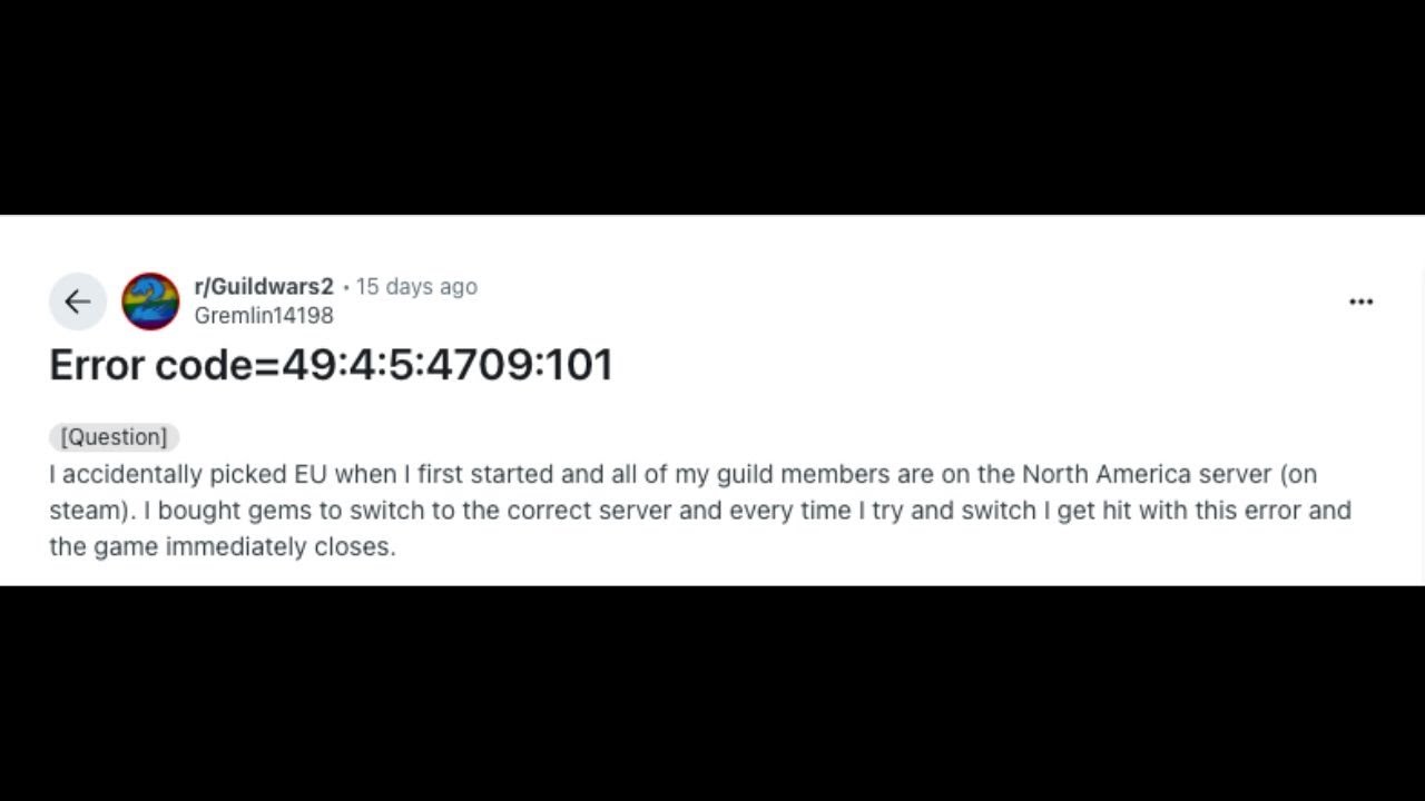 How To Fix Guild Wars 2 Error Code 49:4:5:4709:101? - YouTube