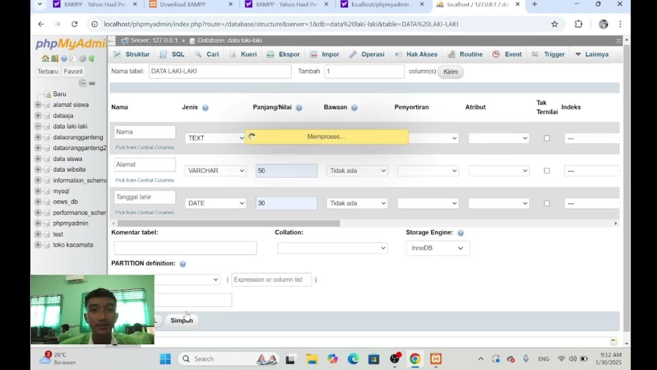 Cara membuat database menggunakan XAMPP phpmyadmin - YouTube
