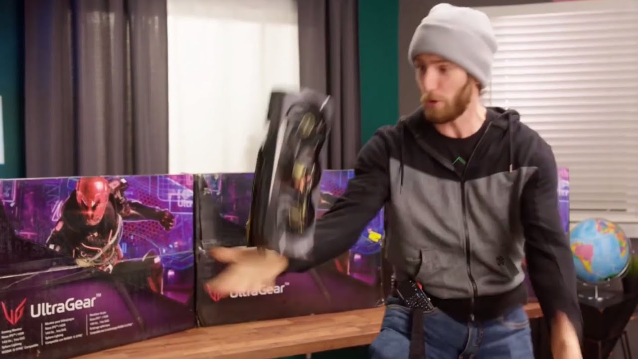 Linus Tech Tips dropping expensive stuff to the beat of his intro ...