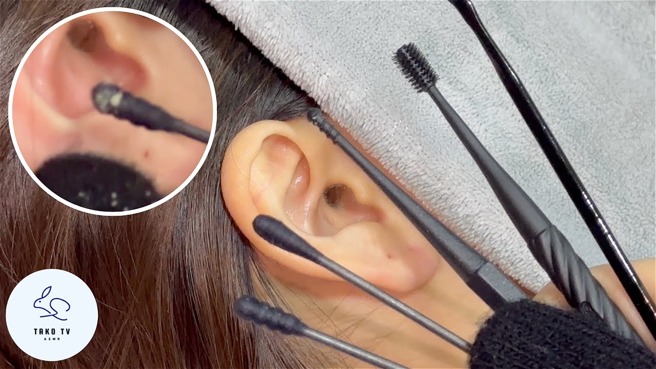 ASMR || 검은 도구를 사용한 귀 청소 || Ear Cleaning with Black Tools || 黒いツールを使った耳 ...