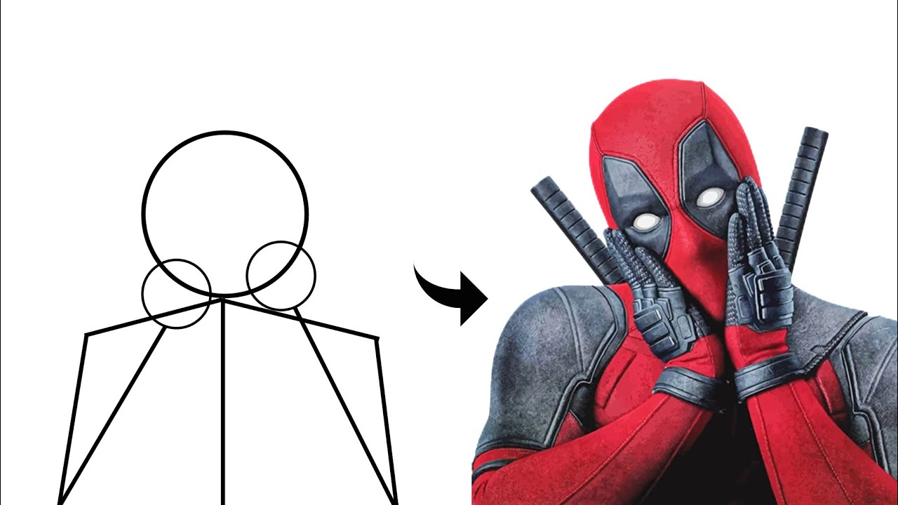 HOW TO DRAW DEADPOOL BY STICKMAN EASY IDEAS FOR BIGINNER'S DRAWING ...