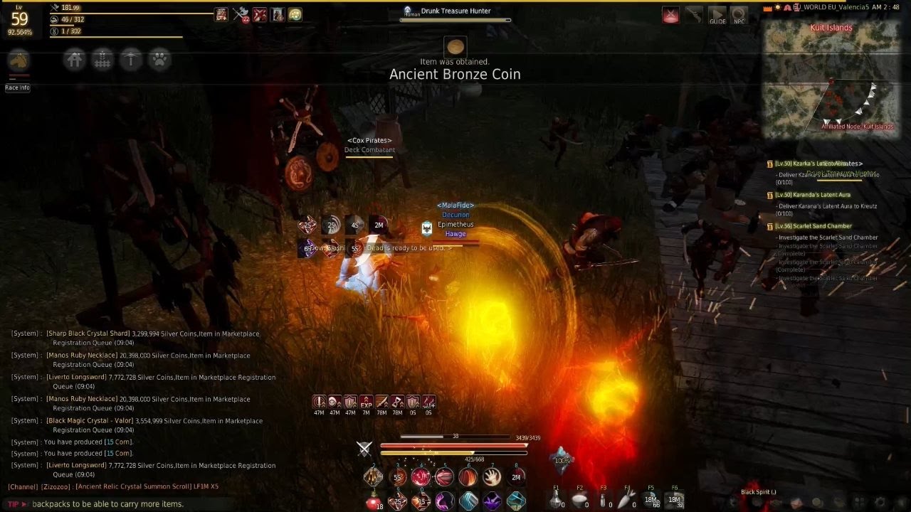 BDO Warrior lvl 59 heading 60 Skill Rotation at Pirates (new) - YouTube