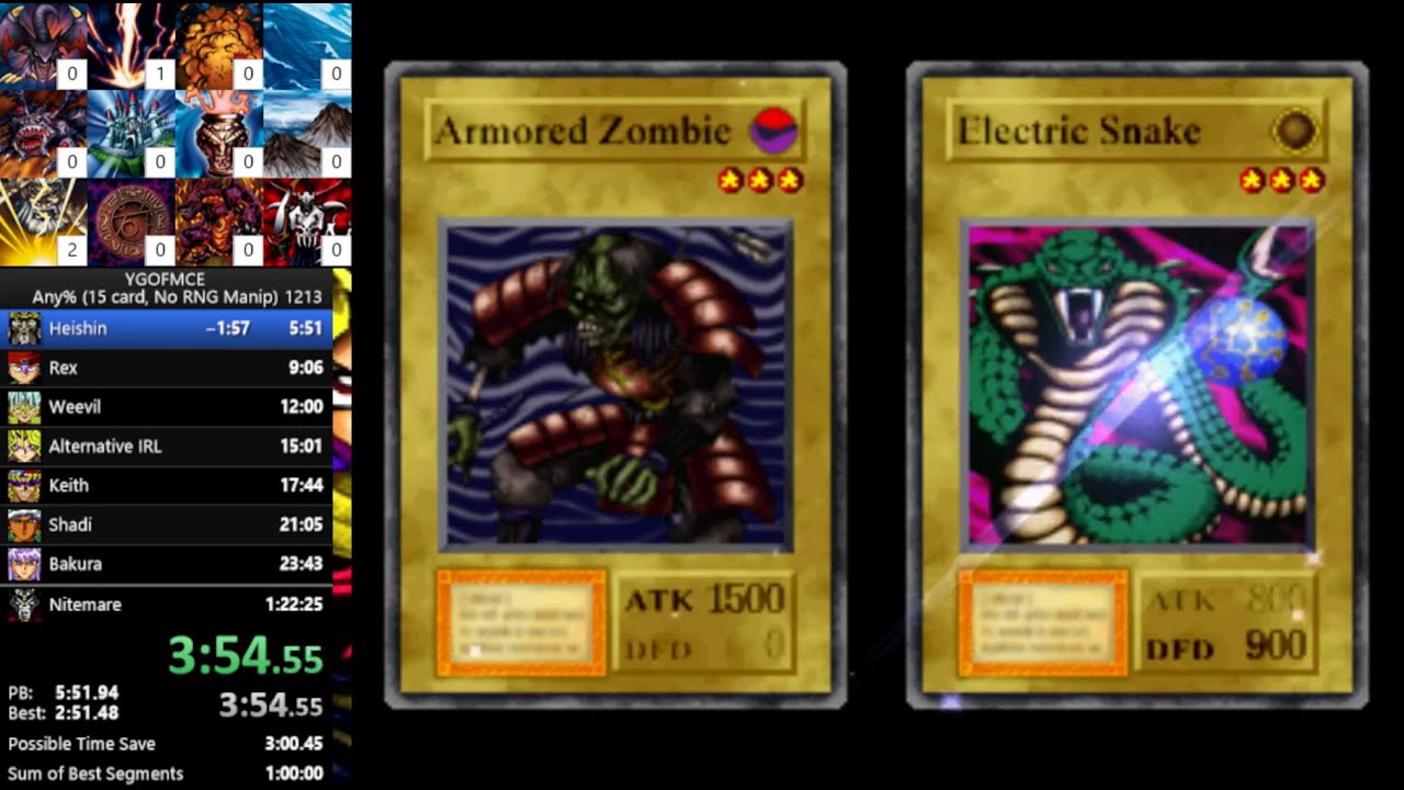 Yu-Gi-Oh! Forbidden Memories - 15 Cards - Any% Speedrun - 1:21.38 - YouTube