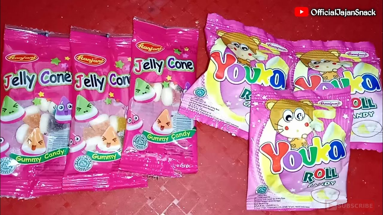 ASMR Opening Ranjani Jelly Cone Pink vs Youka Roll Candy Pink - YouTube