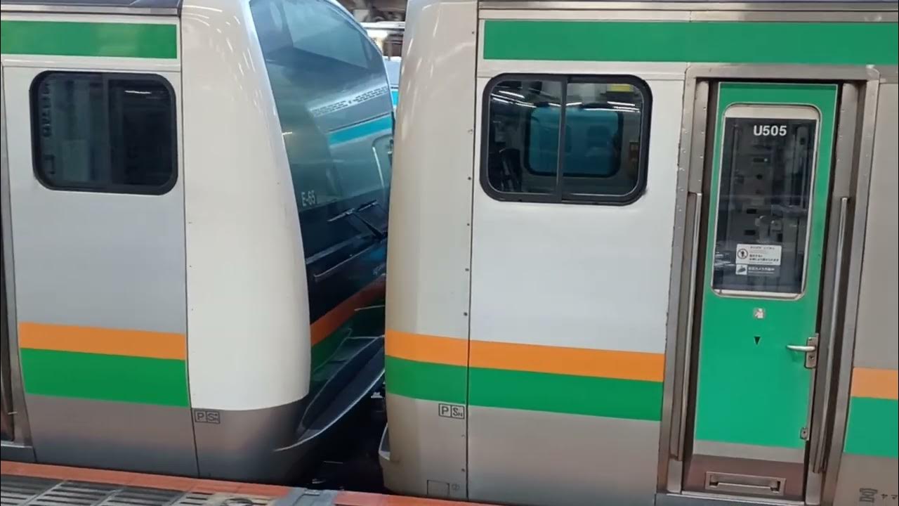 JR東日本E231系1000番台宮ヤマU505編成+E233系3000番台横コツE-65編成併結編成1591E上野東京ライン・東海道線直通上野経由普通小田原行き赤羽駅(JU04)16時18分 ...