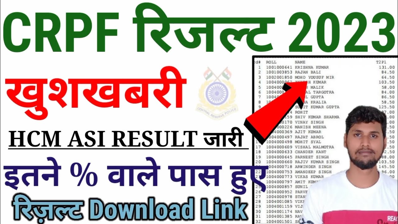 CRPF Result 2023 | CRPF HCM ASI RESULT 2023 | crpf score, crpf Cut-off ...
