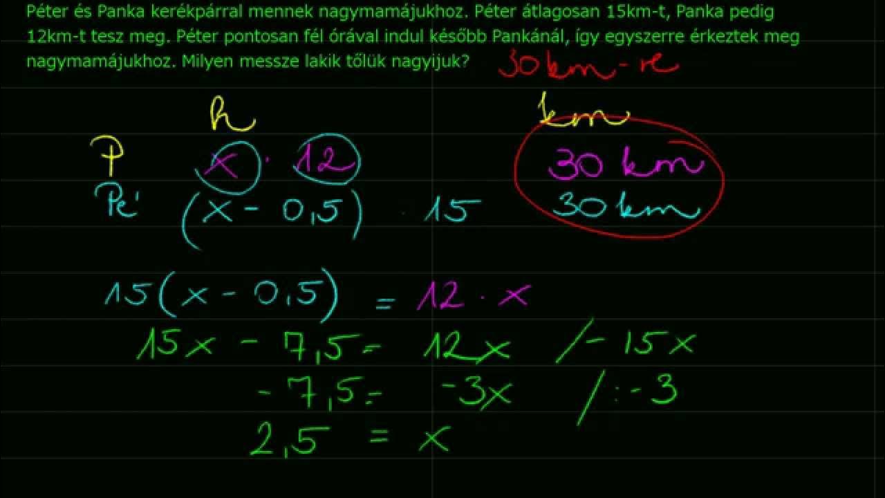 Mozgásos egyenlet 1.példa - YouTube