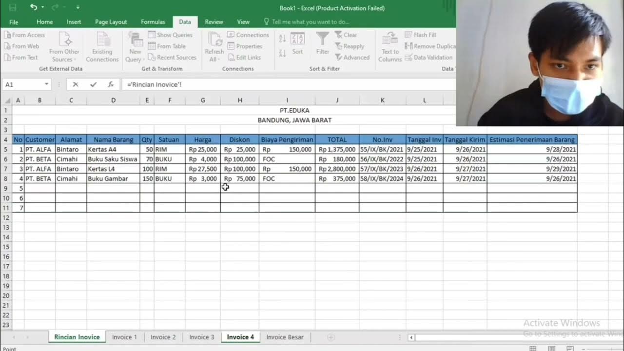 Membuat Invoice di Excel - YouTube