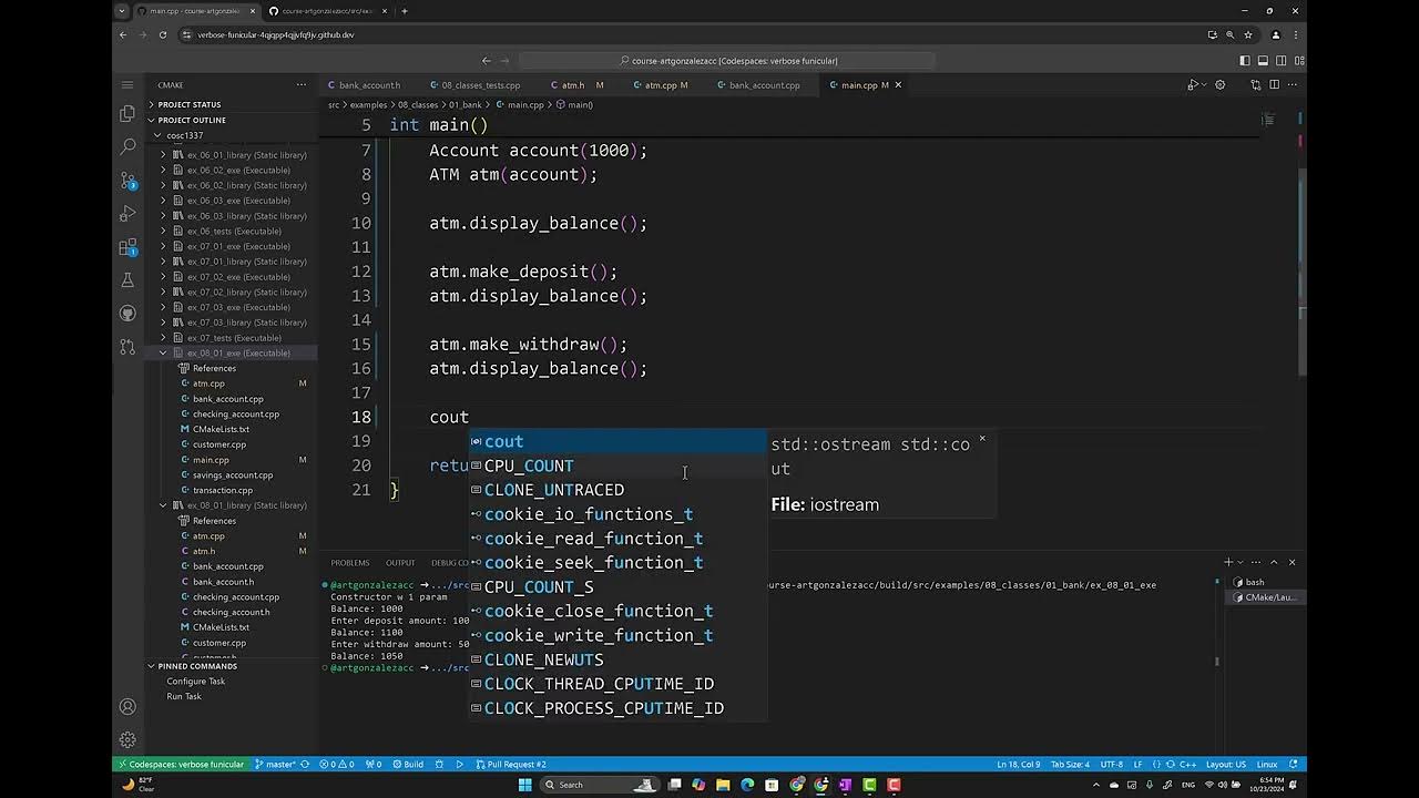 102324 COSC 1337 object-oriented: use class ATM instance/object(variable) - YouTube