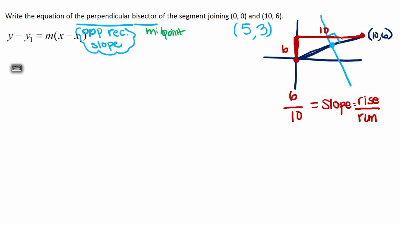Write the Equation of a Perpendicular Bisector of a Segment - YouTube