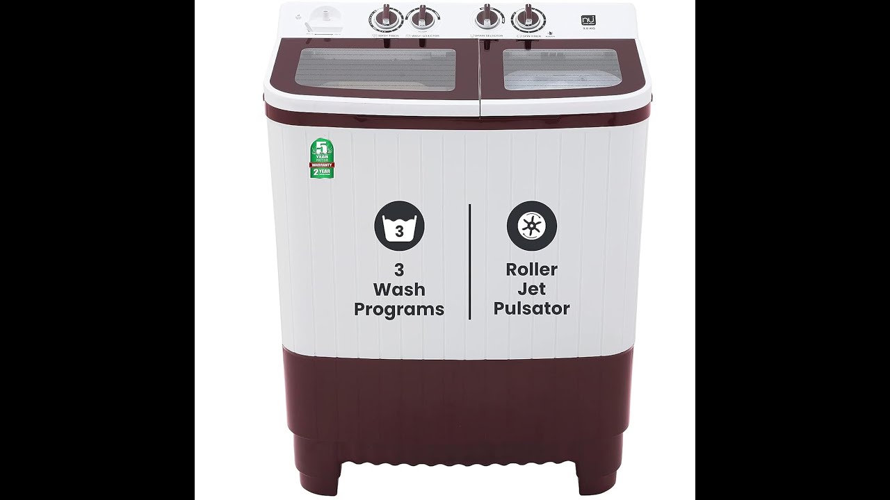 NU 9 Kg Semi-Automatic Top Load Washing Machine WTT90GBO - YouTube