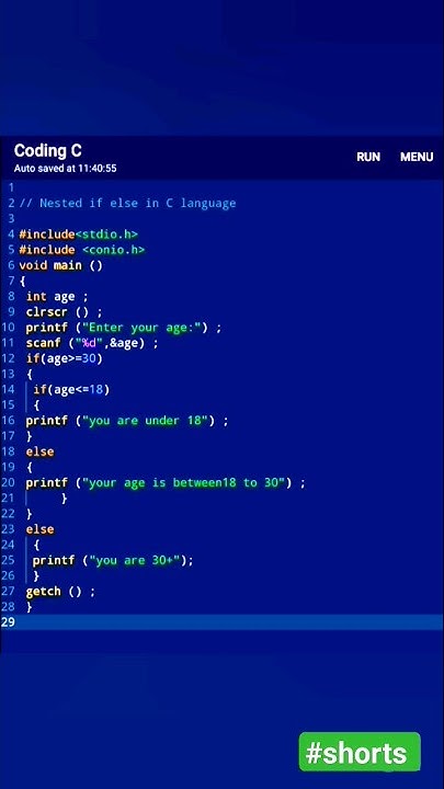 Nested If Else In C Programming Shorts Trending Coding Programminng Clanguage Cpp