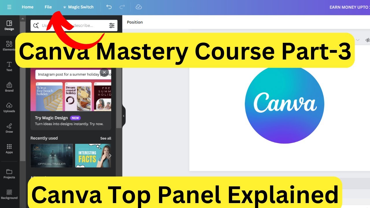 CANVA Editor Tour - Top Panel Explained | Canva Designing Guide | Canva Tutorials Part-3 - YouTube