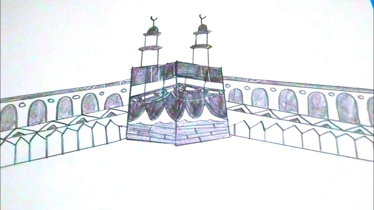 How to easy Kaaba drawing step by step🕋 pencil drawing tutorial ...