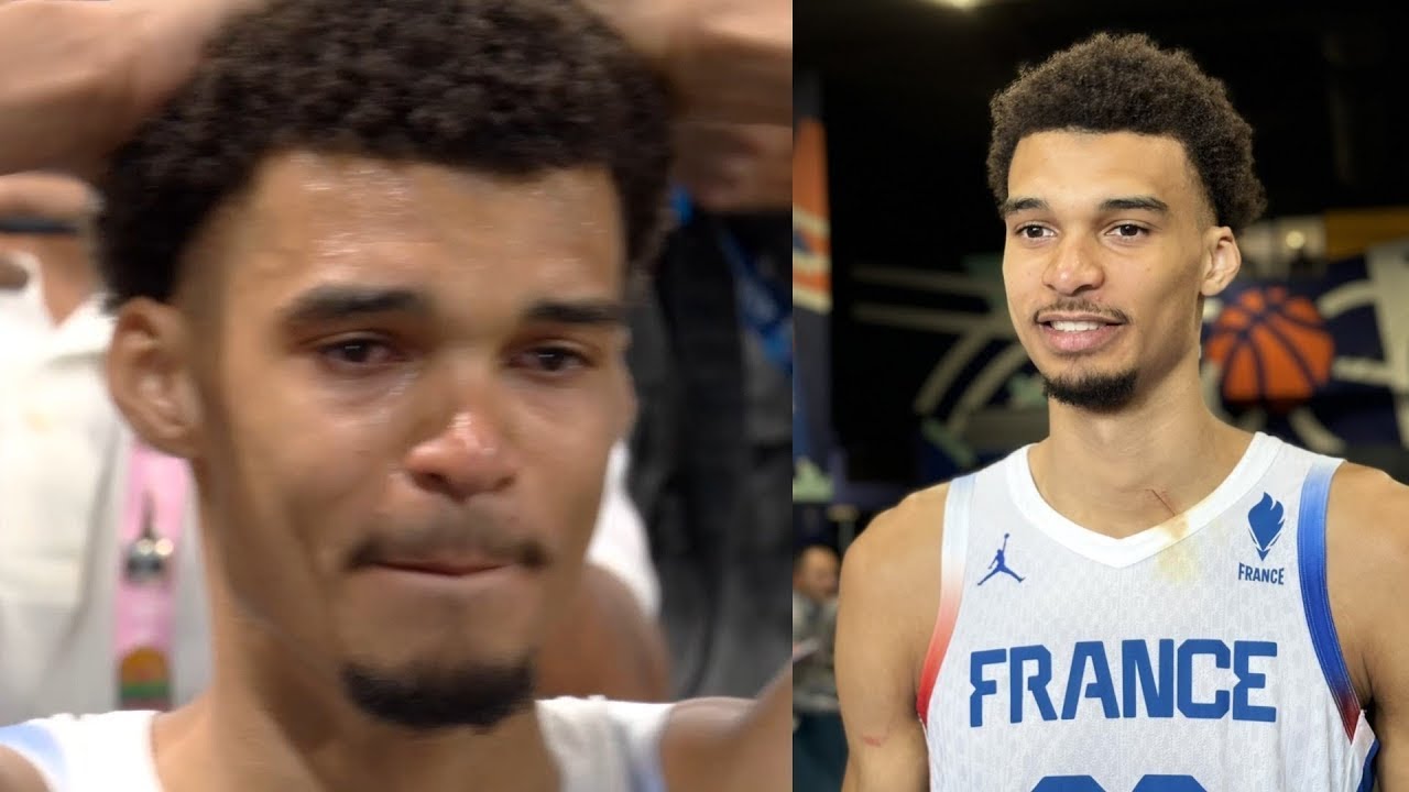 Victor Wembanyama in tears and reacts to France advancing to Gold Medal ...