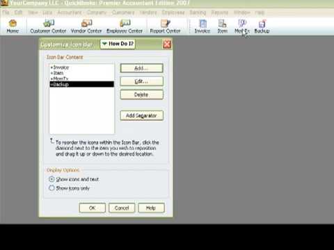 Customize Your QuickBooks Icon Toolbar - YouTube