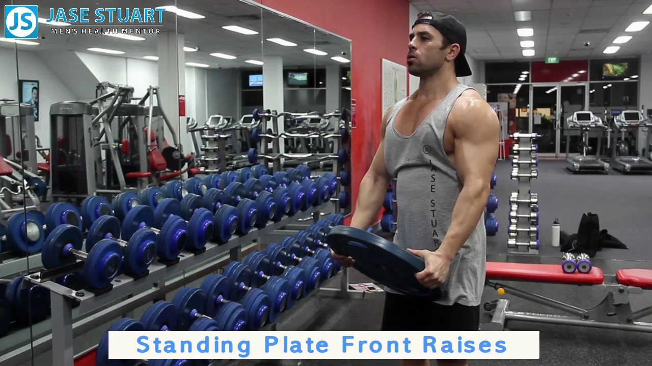 Standing Plate Front Raises - YouTube