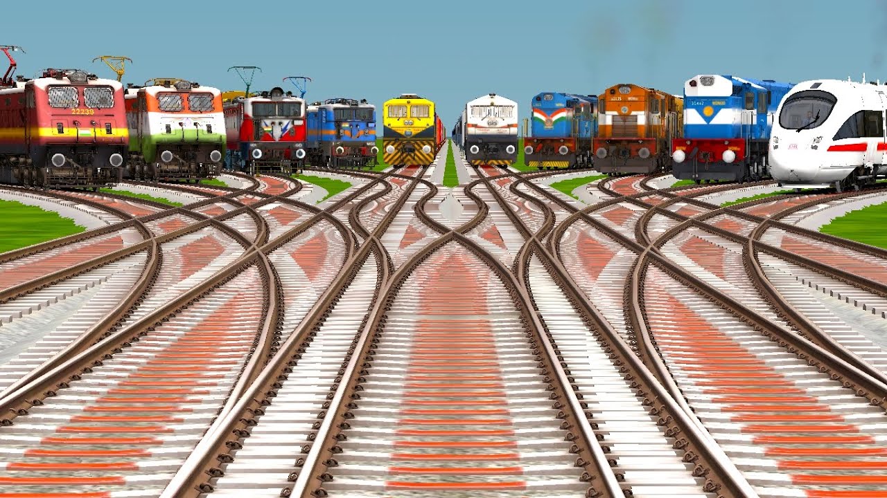Every Train Crossing By XX Curved Diamond Forked Railroad Tracks ...