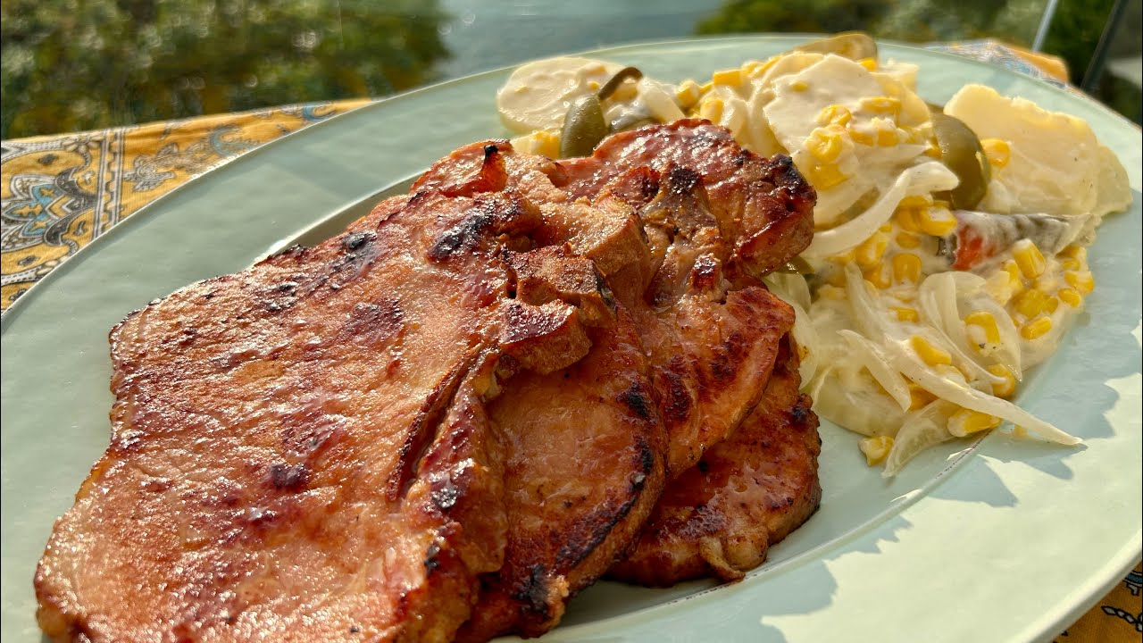 LA COMIDA DE HOY: CHULETAS AHUMADAS AGRIDULCES Y PAPAS A LA CREMA - YouTube