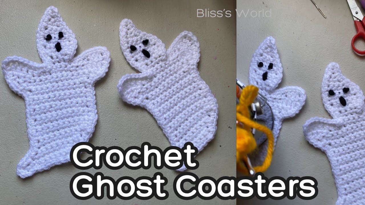 Crochet Ghost Coasters Tutorial - YouTube