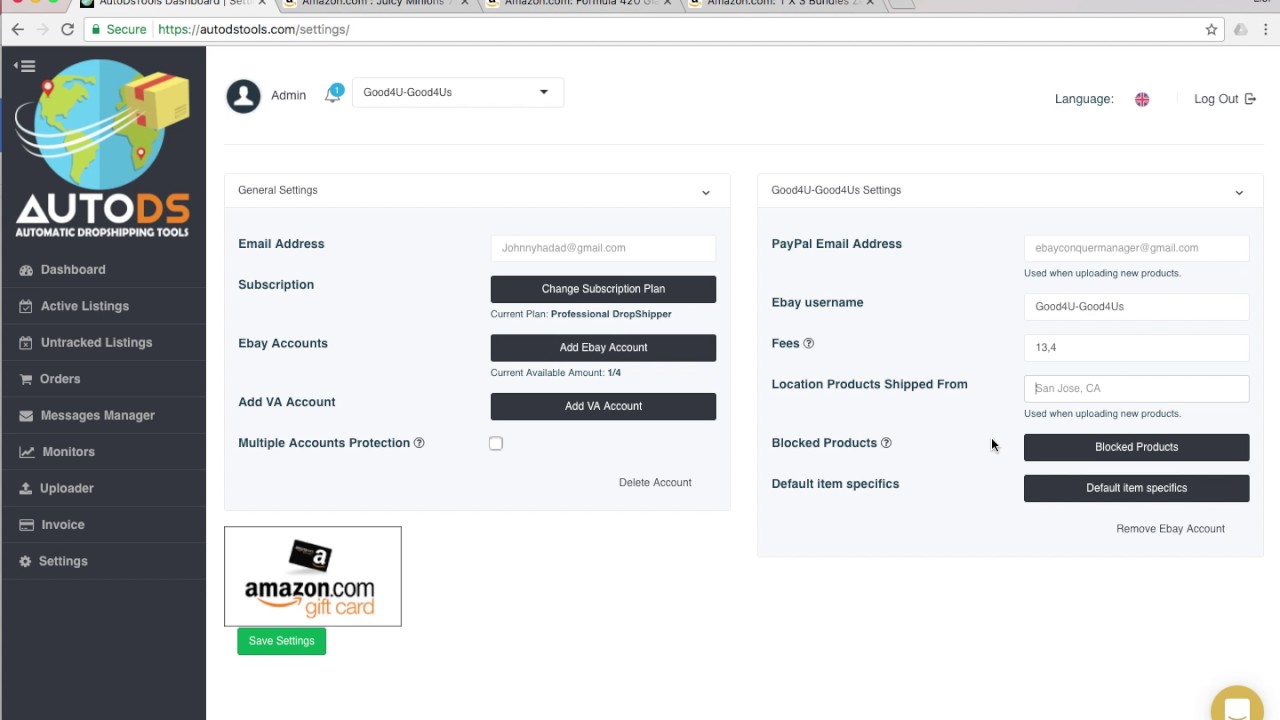 AutoDs - Settings Page - YouTube