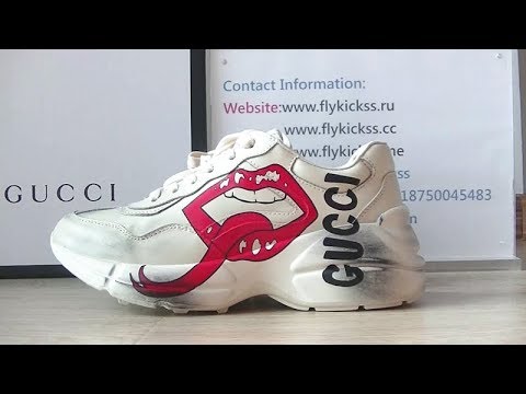 "Gucci Rhyton" Vintage Open-Lip Sneakers With Mouth Print Review - YouTube