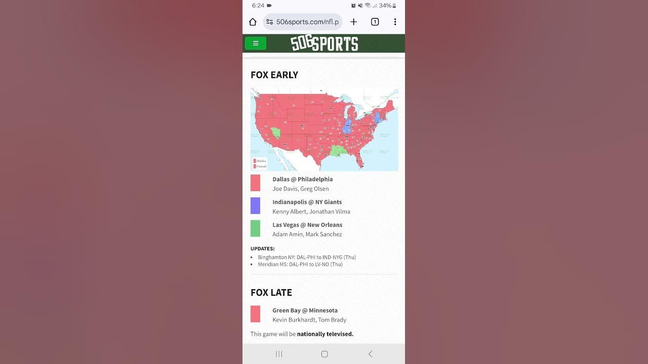 Week 17 2024 TV Coverage Map Update Fox Early - YouTube
