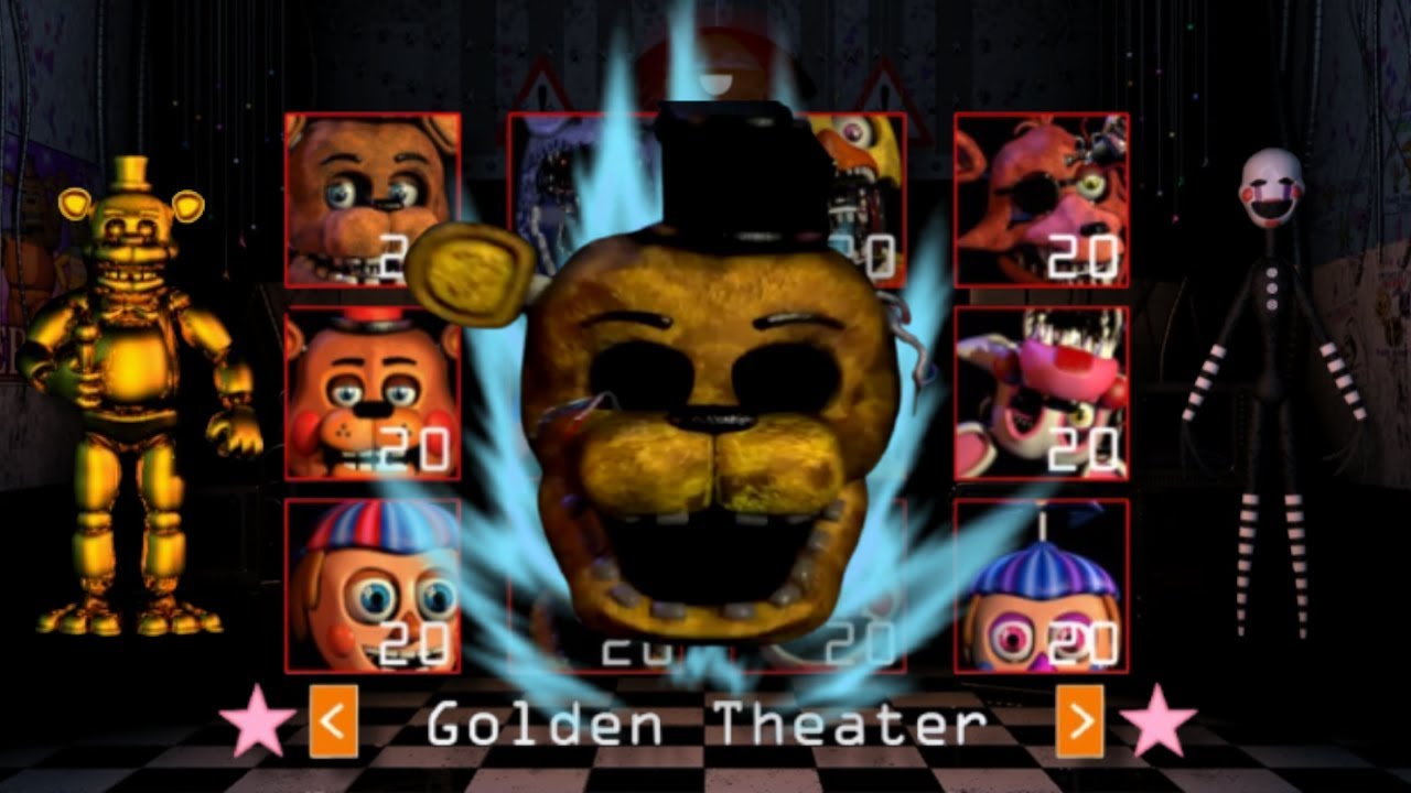 Fnaf 2 Custom Night Golden Theater Hard Mode Complete!!! - YouTube