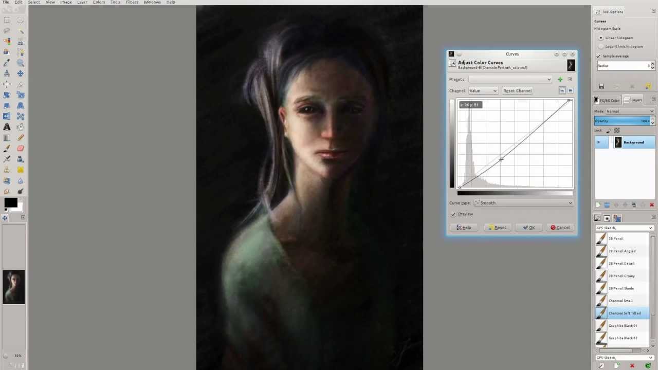 Gimp Paint Studio 2.0 | Charcoal Drawing | by William Thorup - YouTube