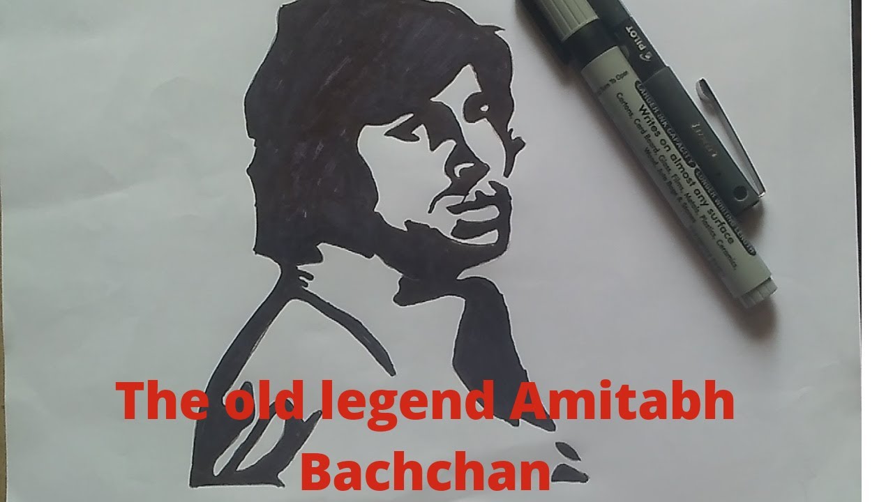 sketch of Amitabh Bachchan face step by step - YouTube