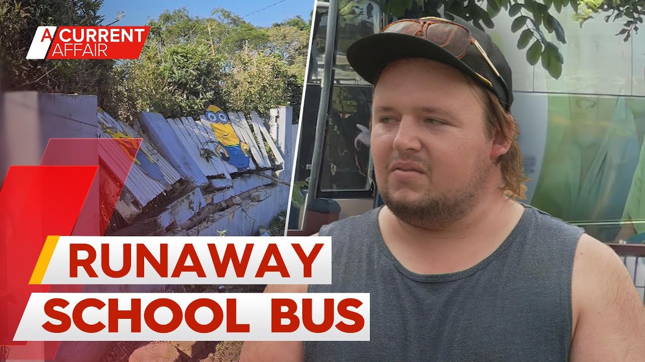 Man's fence wiped out by runaway school bus | A Current Affair - YouTube