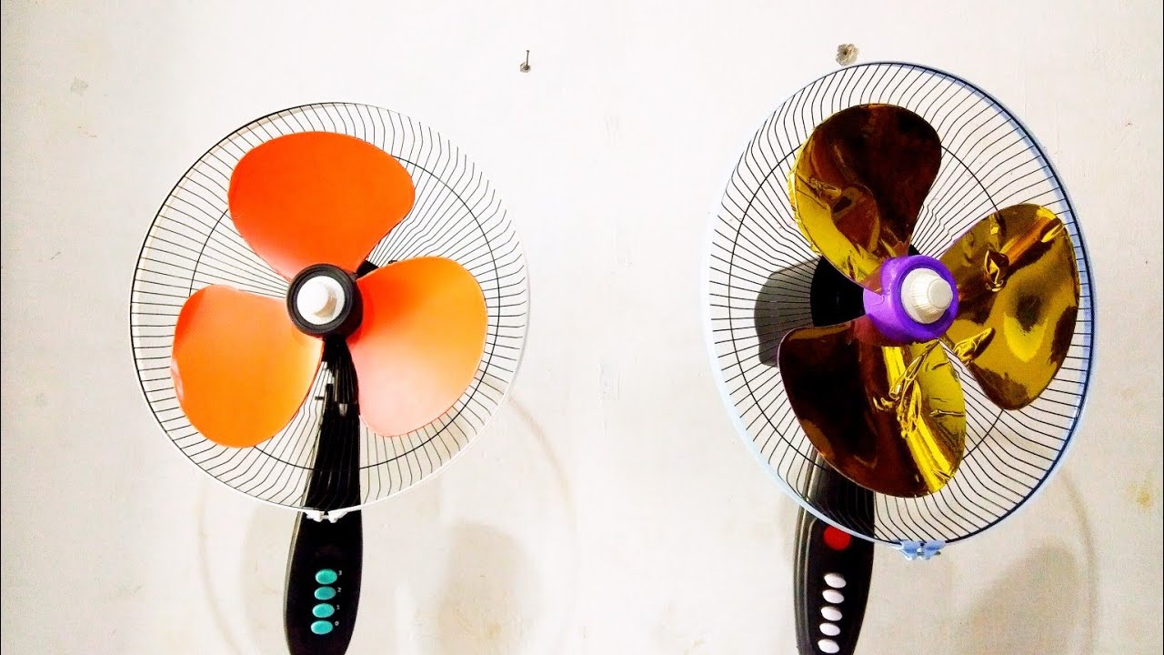 Duo Fan Kipas Angin Standing Berdiri stand fans Baling Warna oren Gold ...