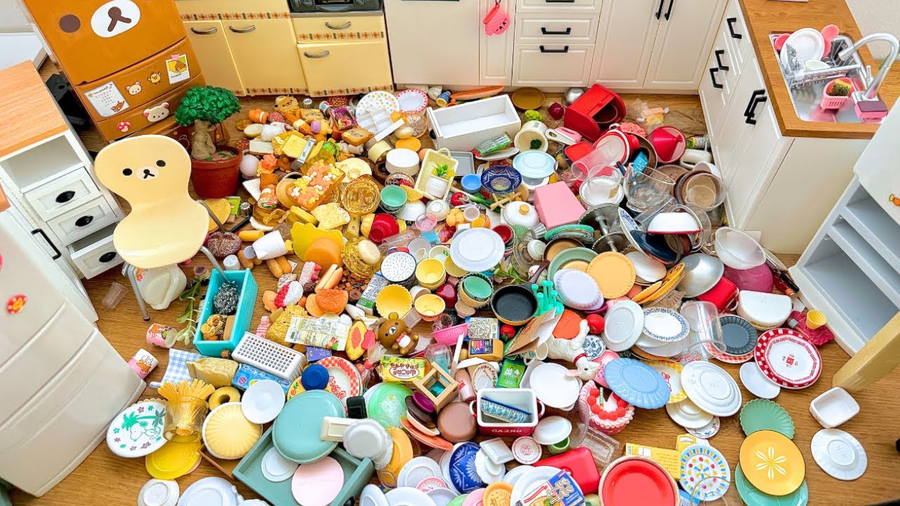 Miniature kitchen set installation ASMR Re-ment collection - YouTube