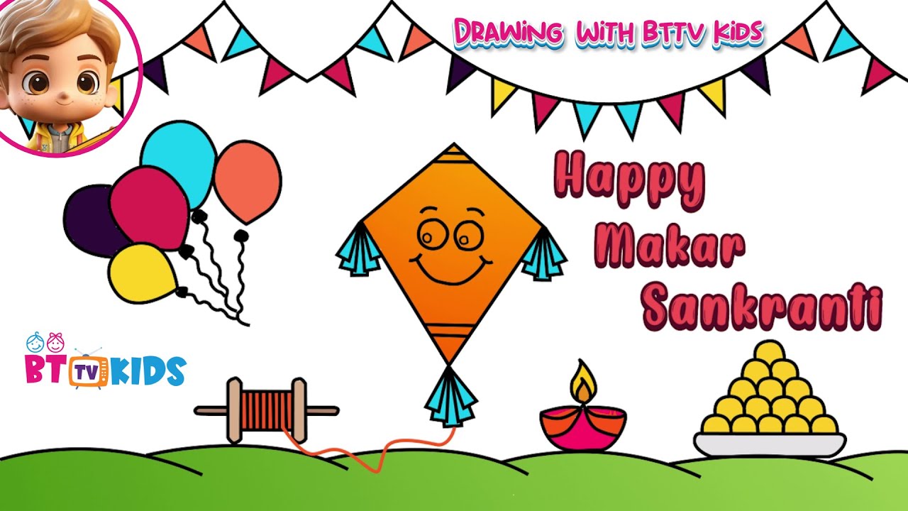 Celebrating Makar Sankranti & Uttarayan: Kite Drawing Mastering - YouTube
