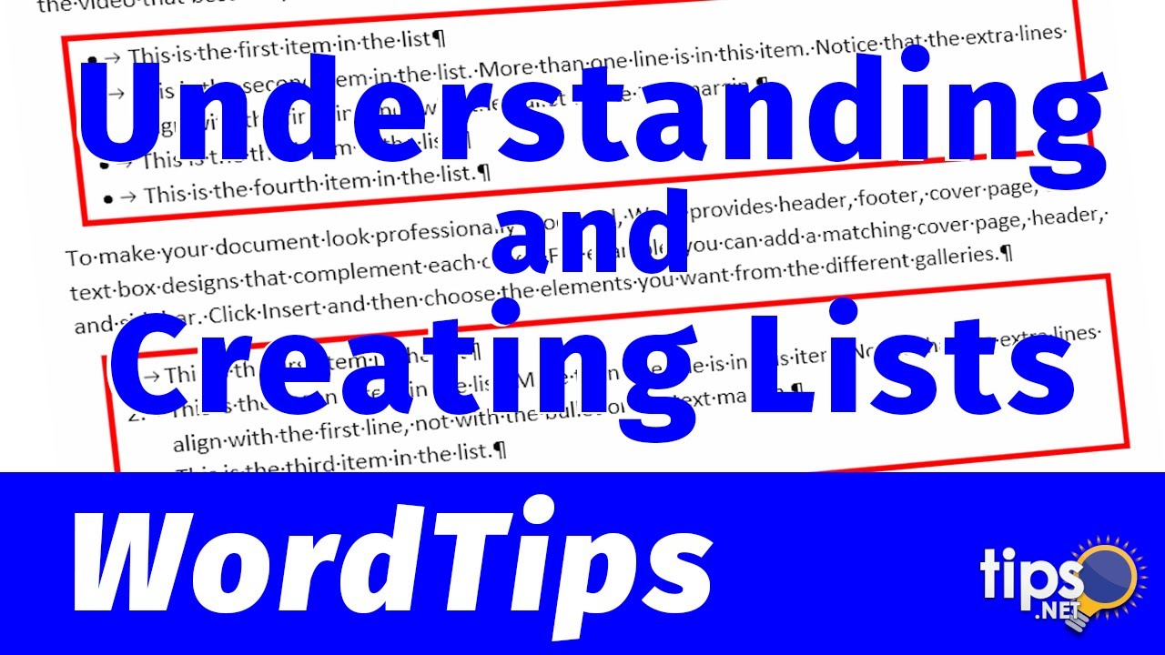 Understanding and Creating Lists - YouTube