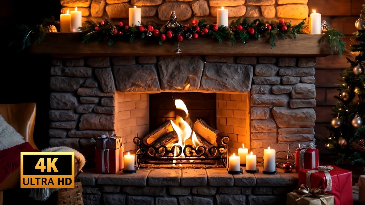 Relaxing Christmas Music Fireplace 🔥 Beautiful Christmas Ambience 🎅🎄 ...