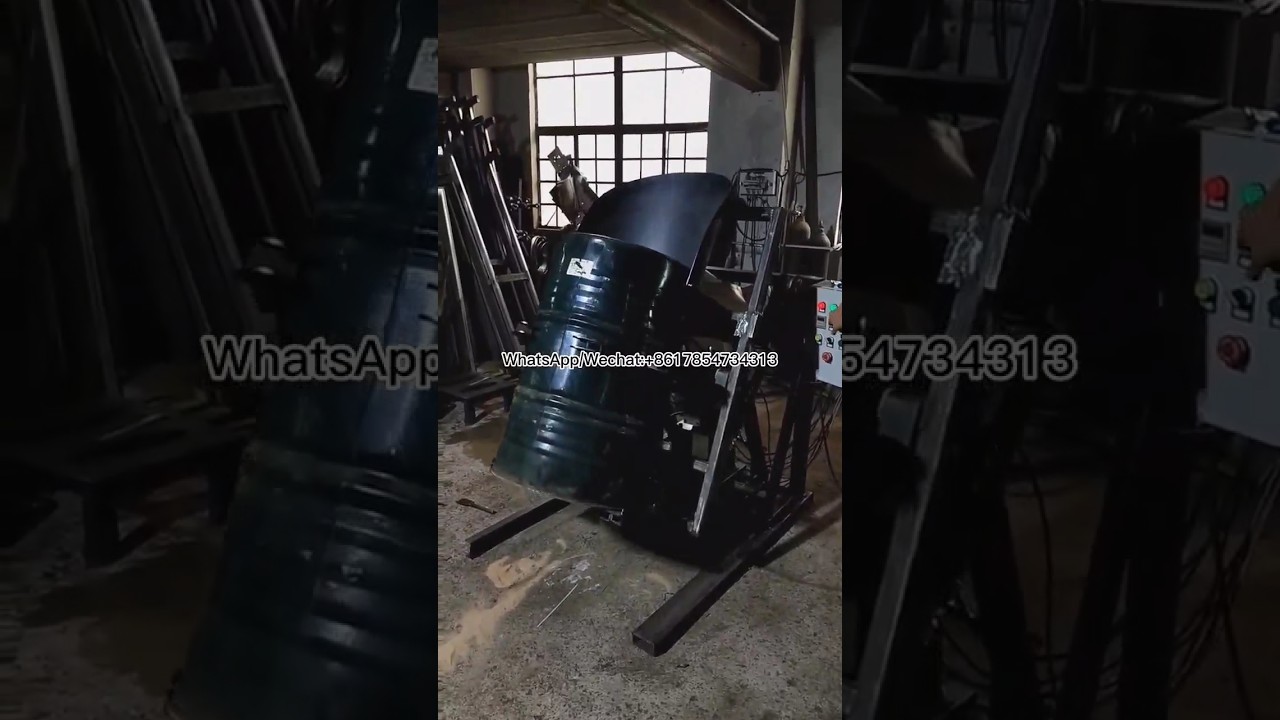 Oil drum lifting and unloading machine - YouTube