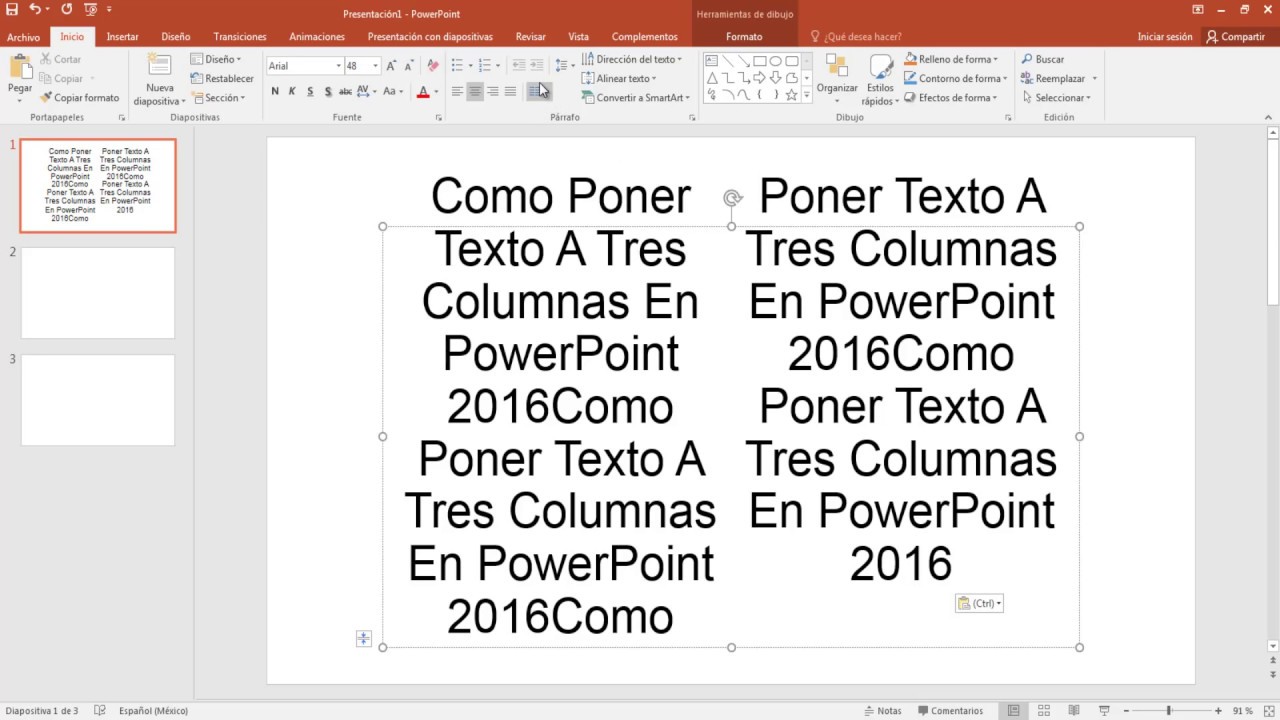 Como Poner Texto A Tres Columnas En PowerPoint 2016 - YouTube
