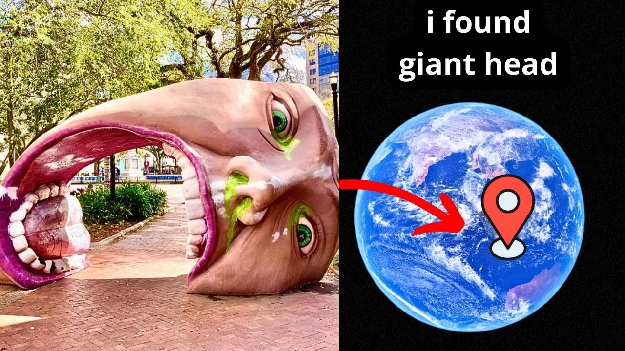 wow! Giant human head sculpture in real life on google maps and earth ...