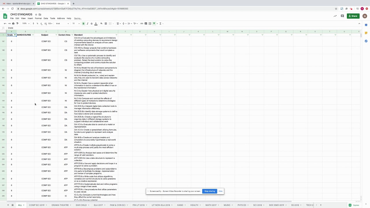 Ohio State Standards Spreadsheet - YouTube