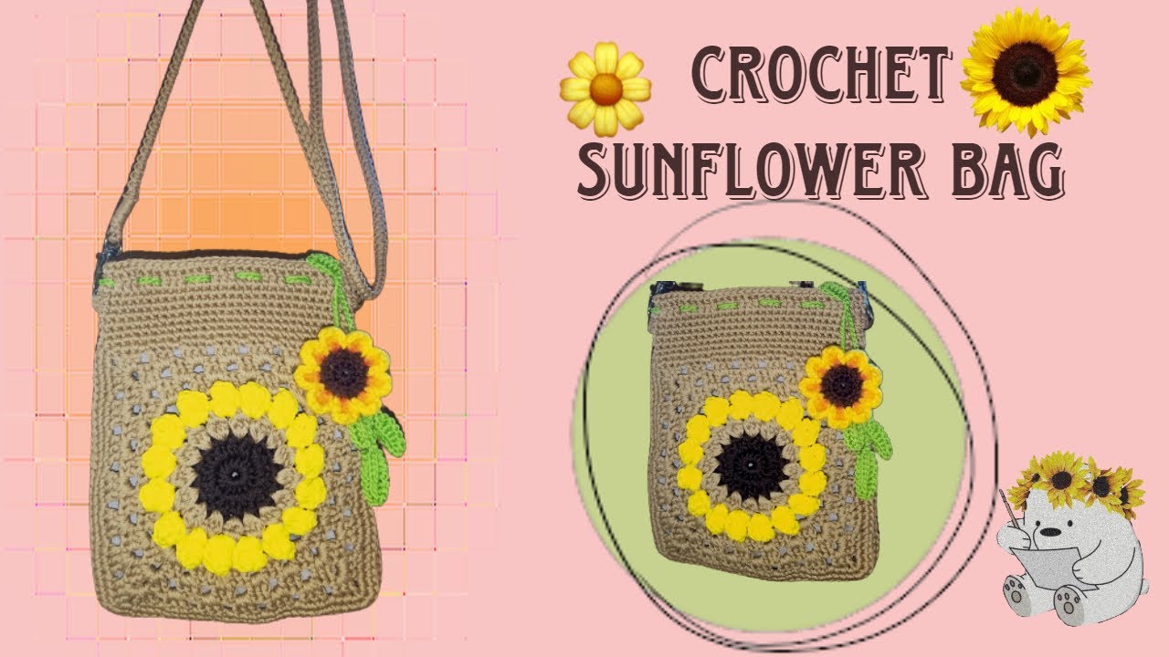 RAJUTAN TAS BUNGA MATAHARI / CROCHET SUNFLOWER BAG - YouTube