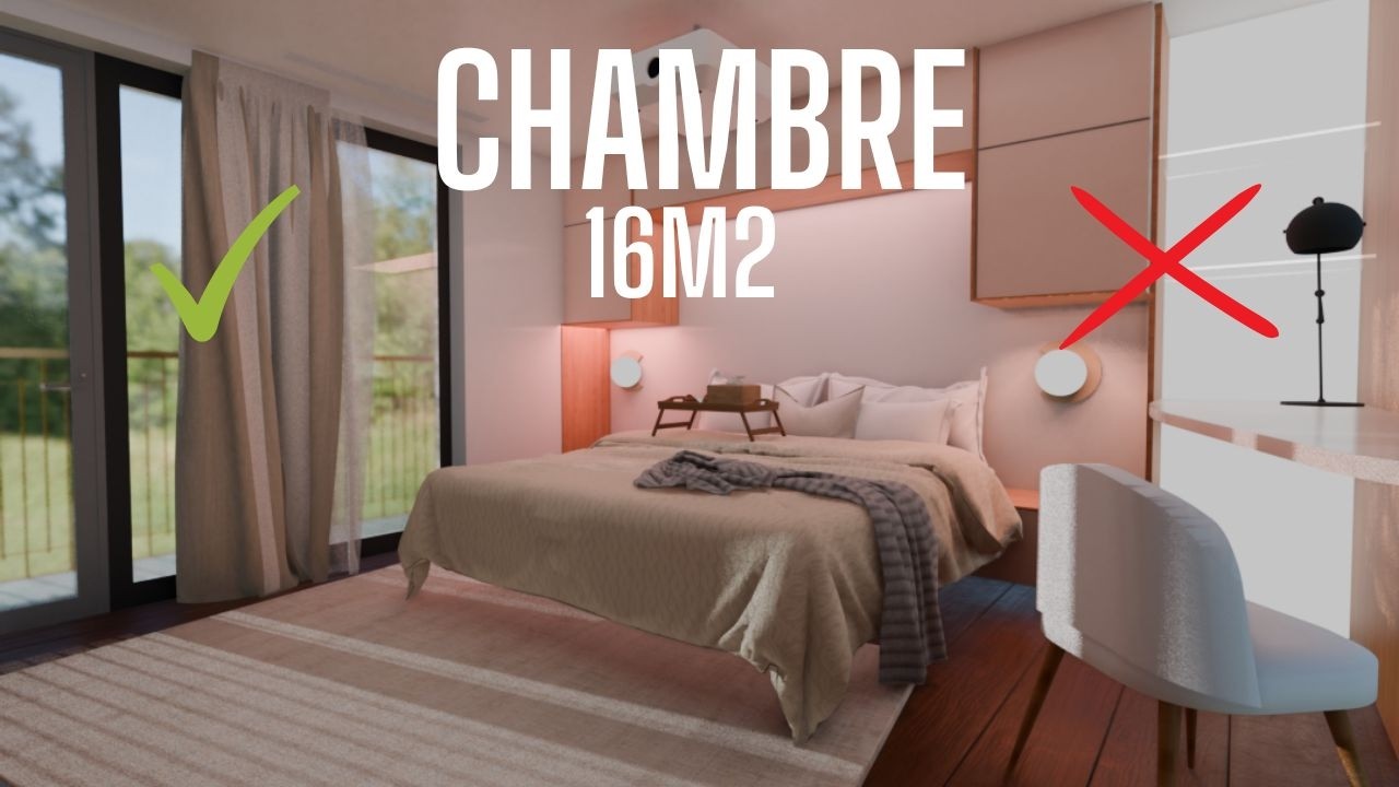 Projet déco 3D : un amenagement de chambre avec dressing 16m2 - YouTube