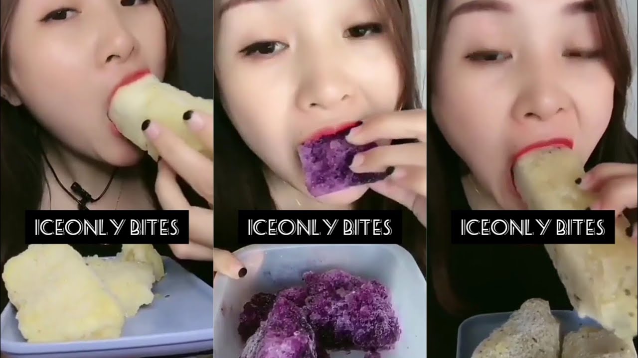 ONLY BITES !!! Her Ice Eating Block || Crunchy Ice || Freezerfrost ...