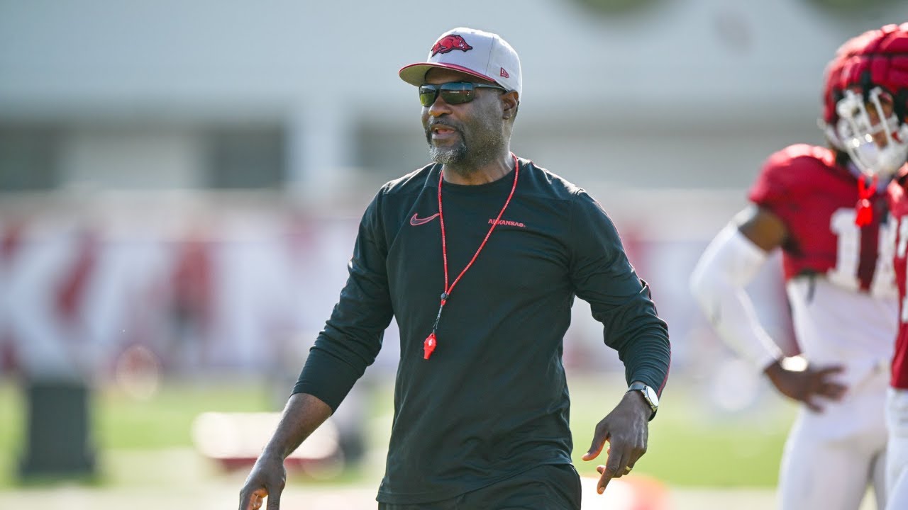 Arkansas co-defensive coordinator Marcus Woodson discusses fall camp ...