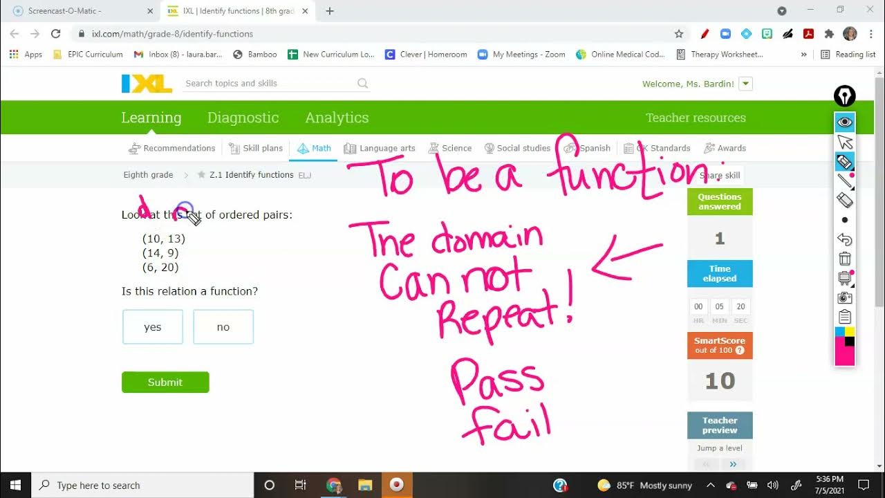 IXL 8 Z1 Identify Functions - YouTube