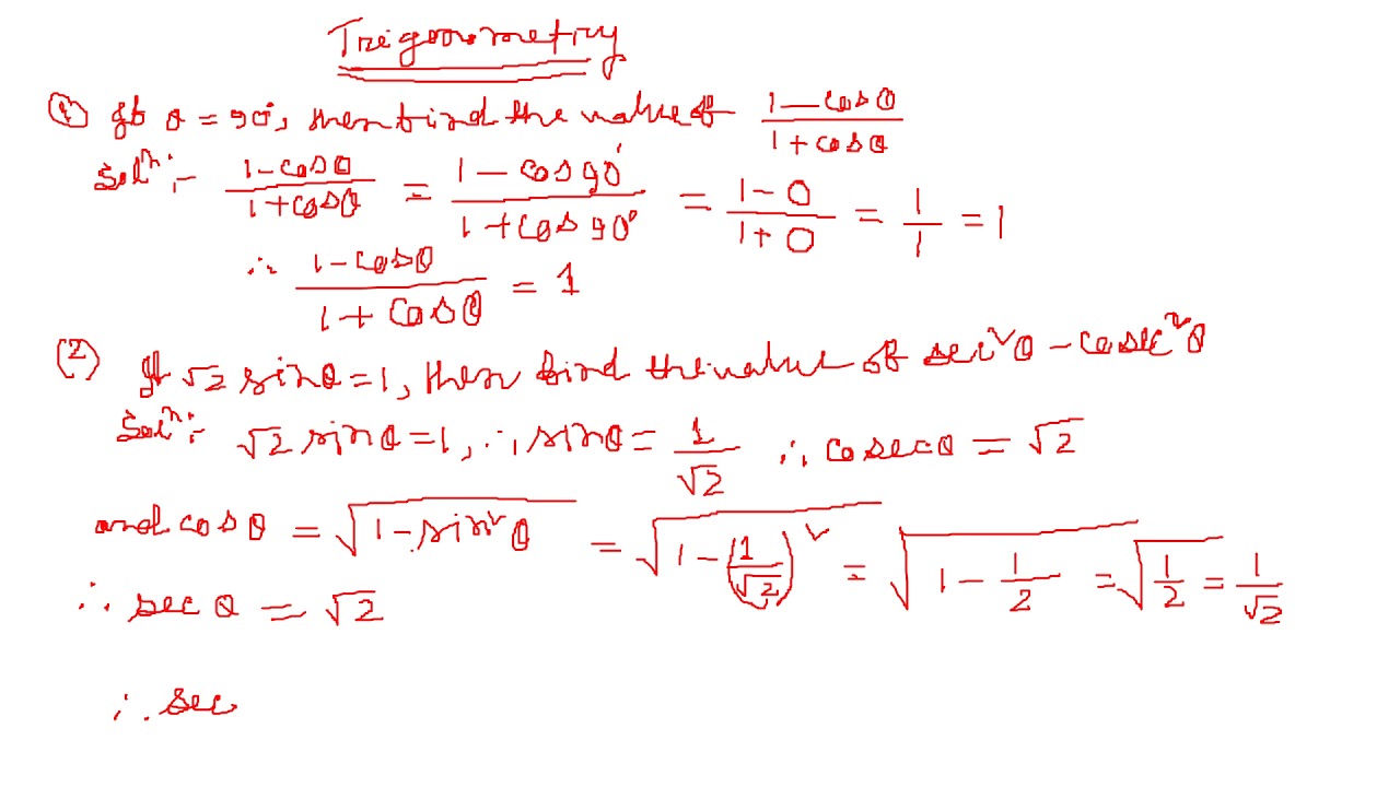 Class 10 Extra Question maths trigonometry 1 June YouTube Class 10 Extra Question maths trigonometry 1 June YouTube