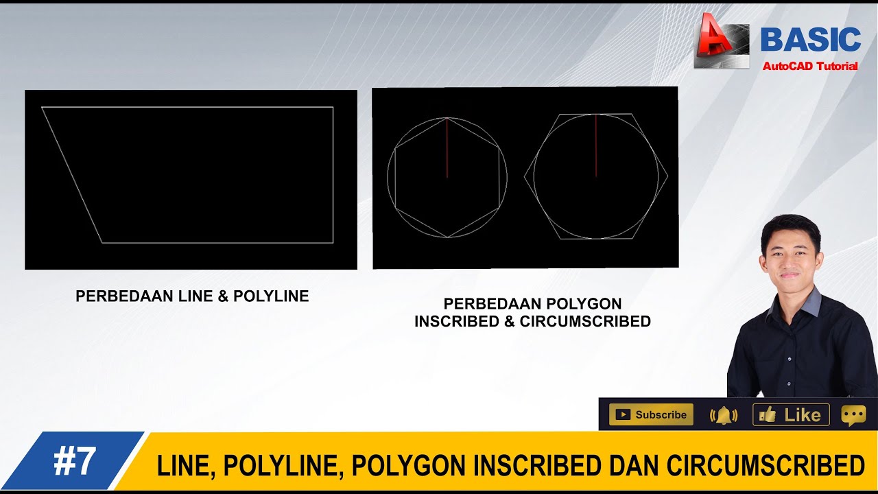 AUTOCAD | #7 PENGENALAN LINE, POLYLINE, POLYGON INSCRIBED DAN ...