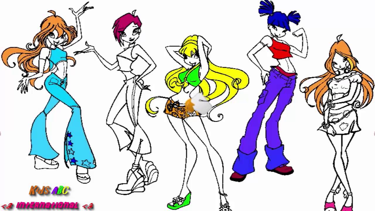 Winx Club : Bloom,Stella,Musa,Tecna,Flora funny Coloring with kids song ...