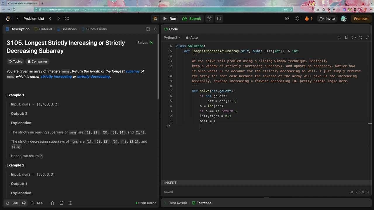 [ LeetCode ] Longest Strictly Increasing or Strictly Decreasing Subarray | Python - YouTube