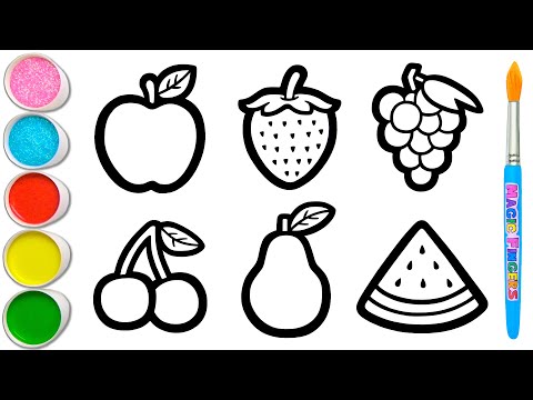 8 Delicious Fruits Drawing, Painting and Coloring for Kids, Toddlers | Learn How to Draw #335